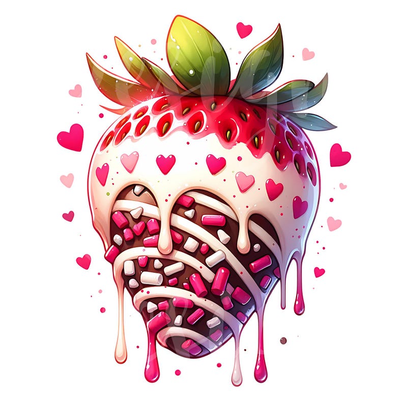 Chocolate Covered Strawberry Clipart, Set of 10 PNG Bundle, 300 DPI ...