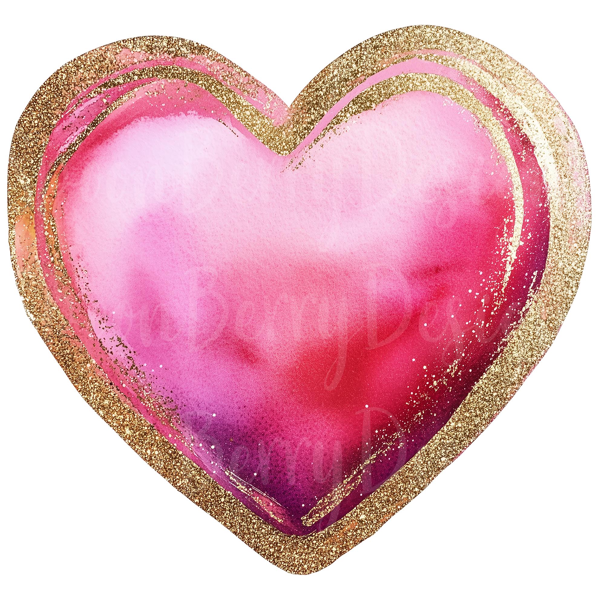 Watercolor Heart Clipart, Set of 10 PNG Bundle, 300 DPI Clip Art ...