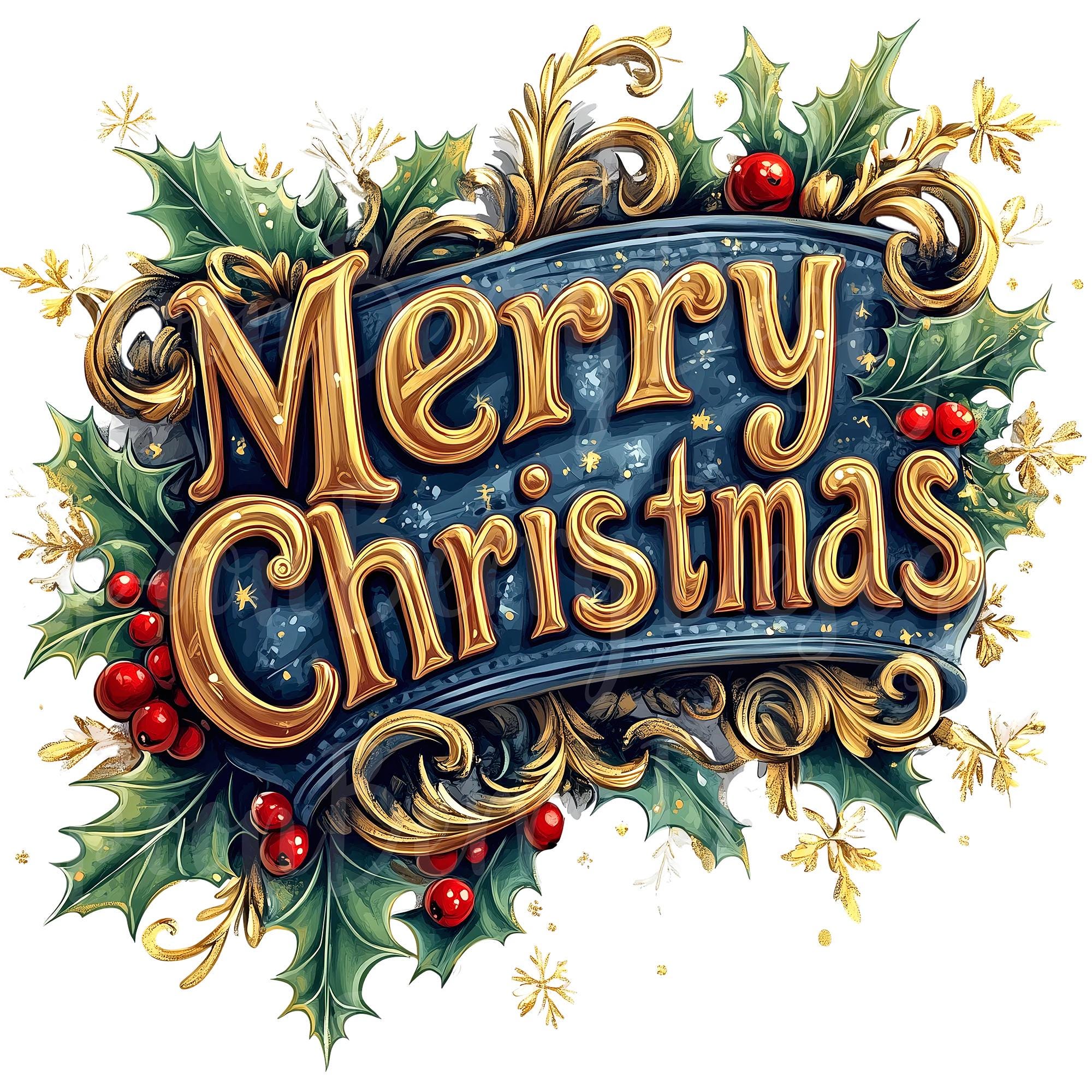 Merry Christmas Clipart, Set of 12 PNG Bundle, 300 DPI Clip Art, Winter ...