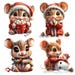 Christmas Mice Clipart, Set of 15 PNG Bundle, 300 DPI Clip Art ...