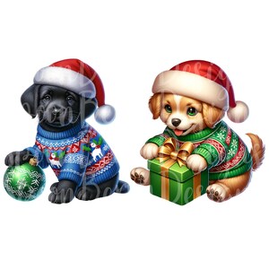 Christmas Puppies Clipart, Set of 10 PNG Bundle, 300 DPI Clip Art ...