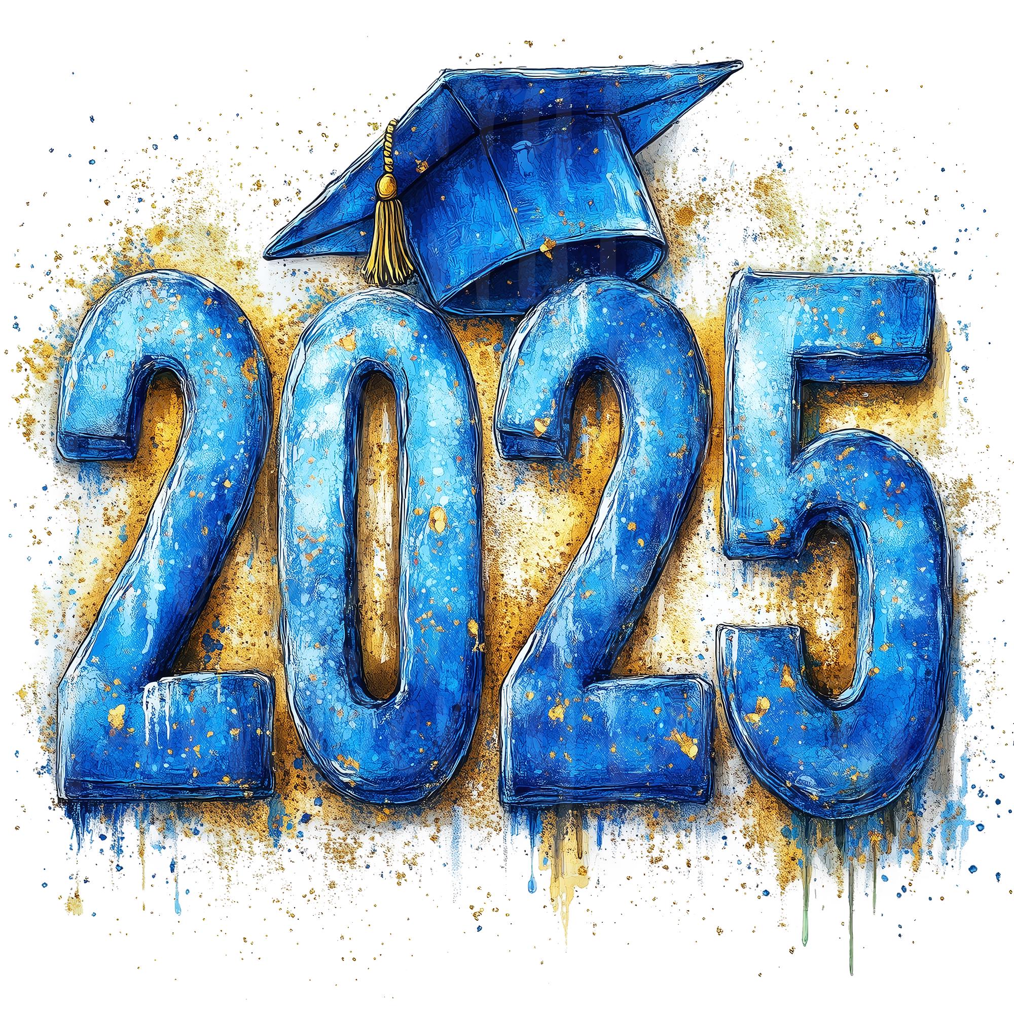 Graduation 2025 Clipart, Set of 12 PNG Bundle, 300 DPI Watercolor Clip ...