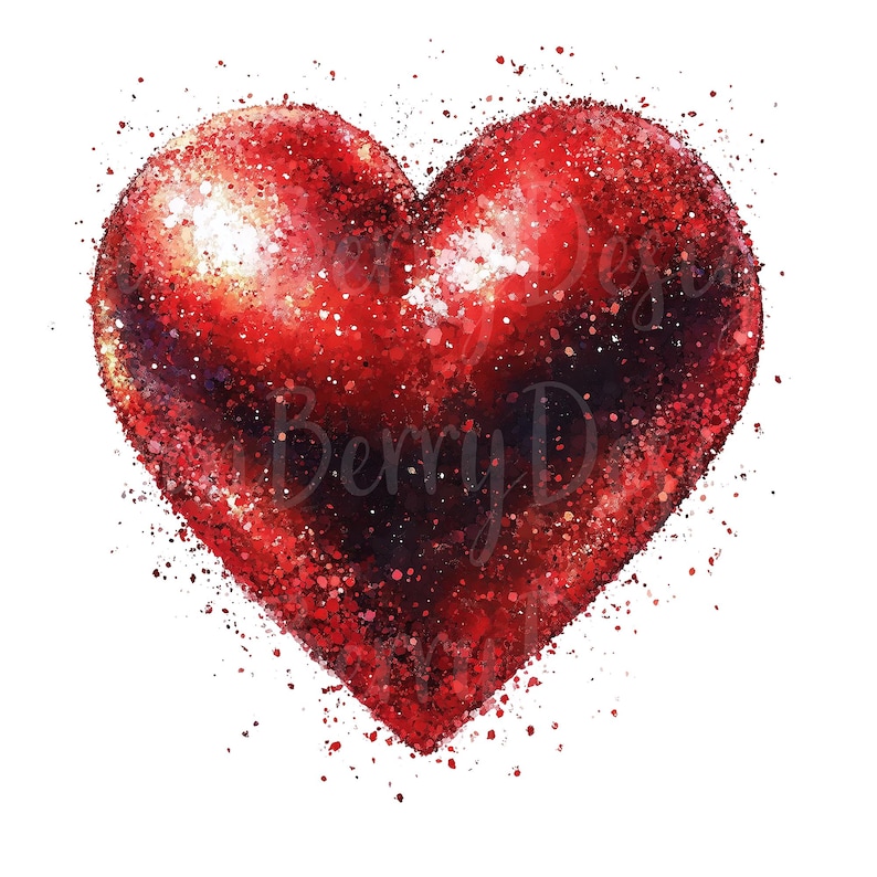 Glitter Hearts Clipart, Set of 10 PNG Bundle, 300 DPI Clip Art, Pink ...