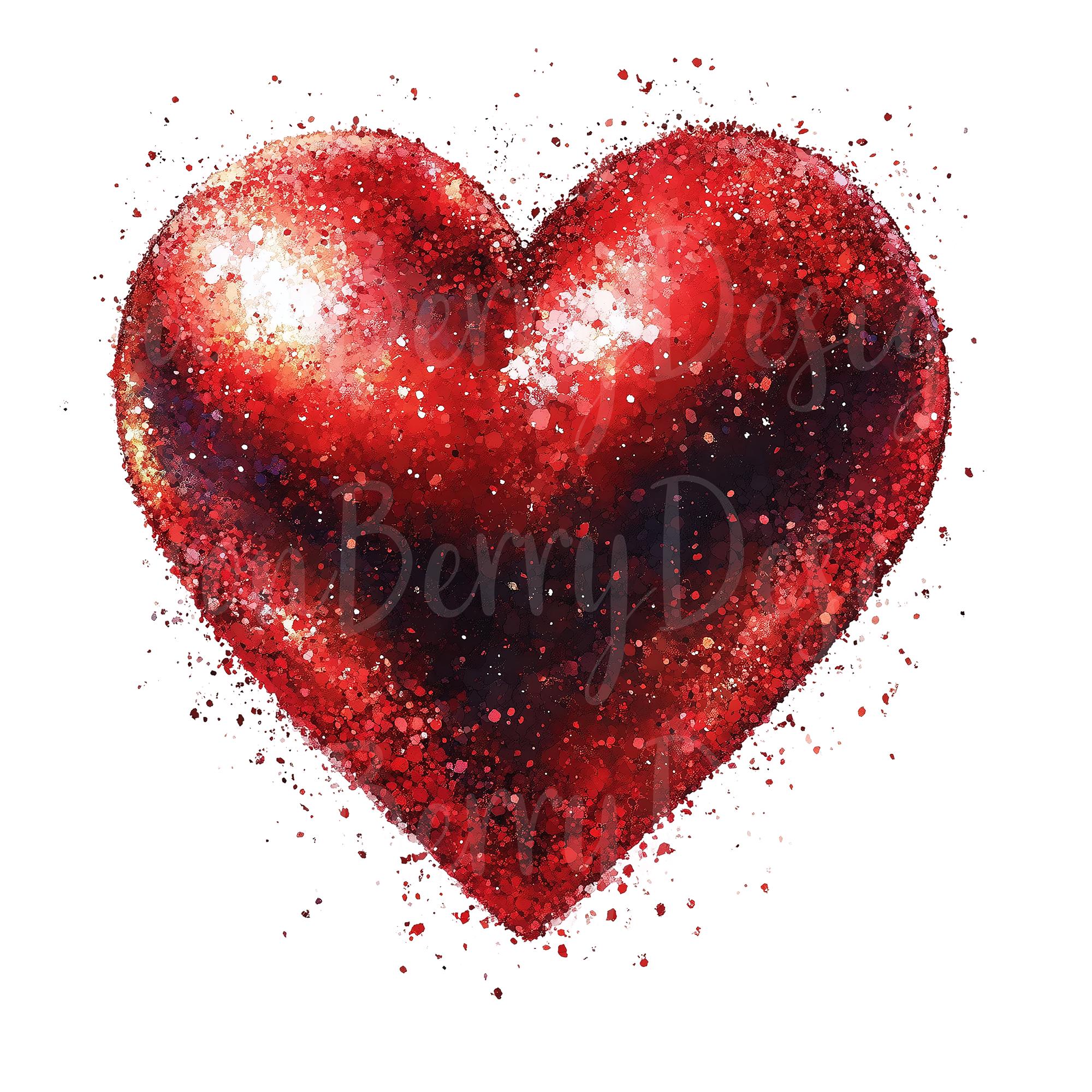 Glitter Hearts Clipart, Set of 10 PNG Bundle, 300 DPI Clip Art, Pink ...