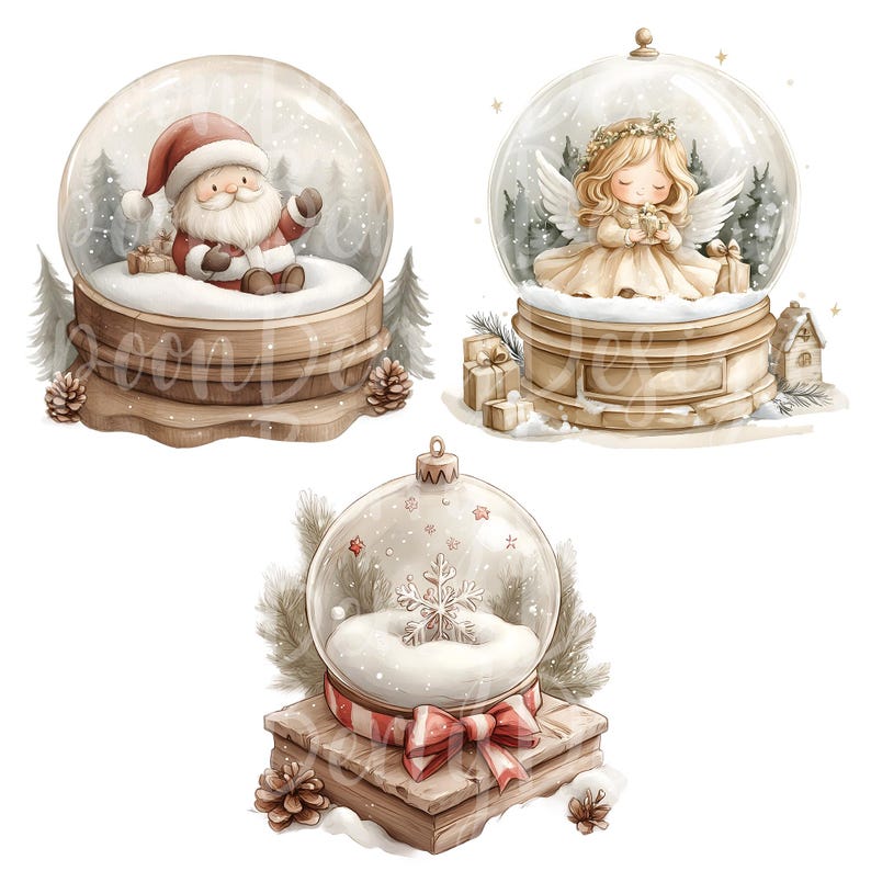 Snow Globe Clipart, Set of 15 PNG Bundle, 300 DPI Clip Art, Winter ...