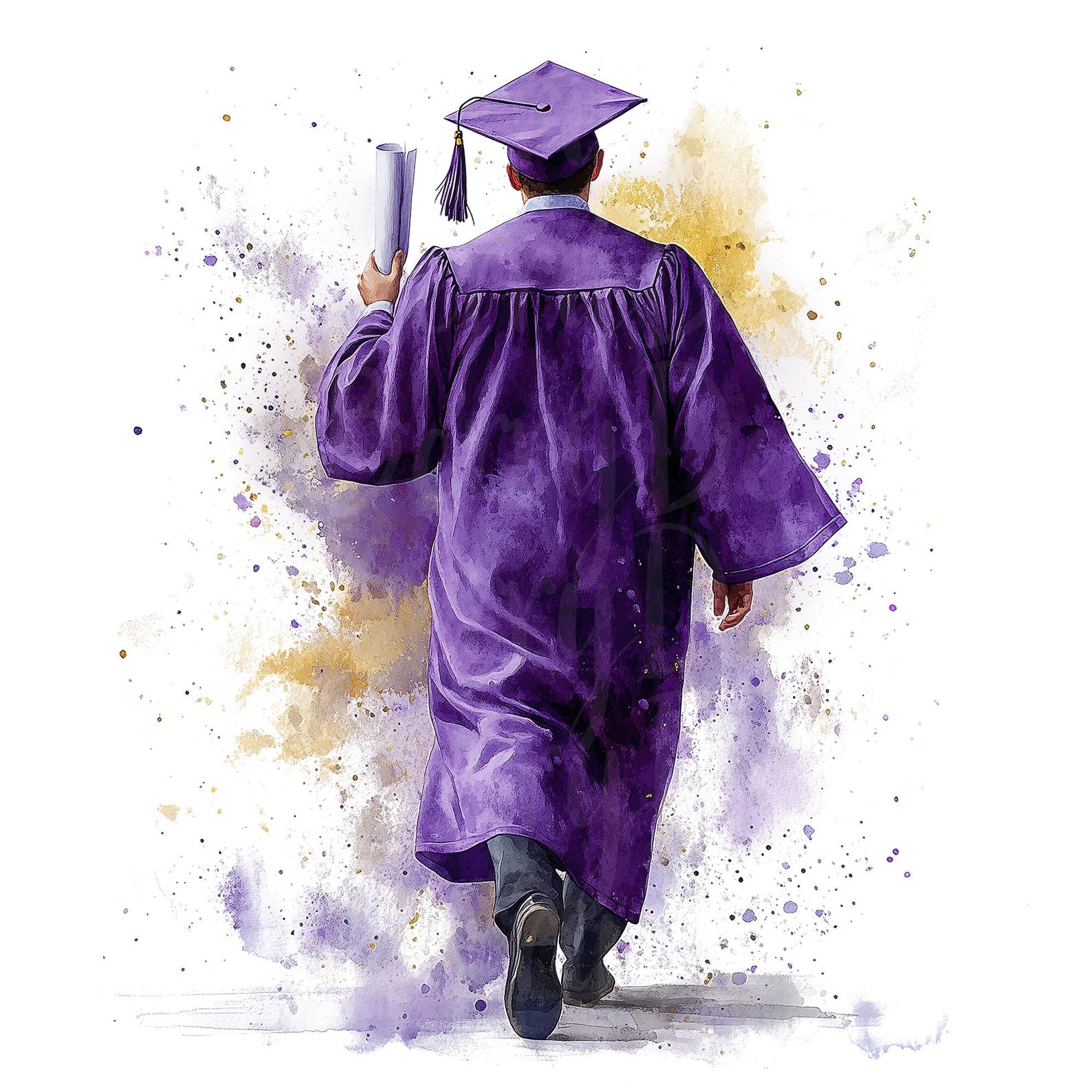 Graduation Clipart, Set of 11 PNG Bundle, 300 DPI Watercolor Clip Art ...