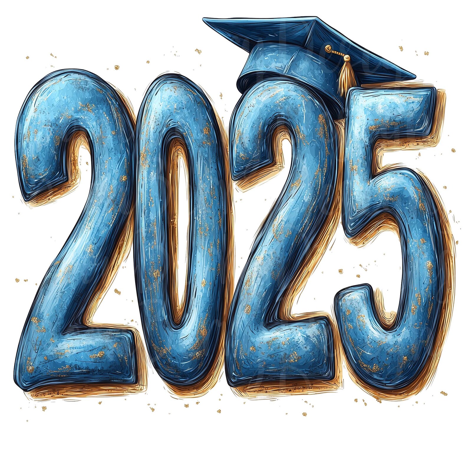 Graduation 2025 Clipart, Set of 12 PNG Bundle, 300 DPI Watercolor Clip ...
