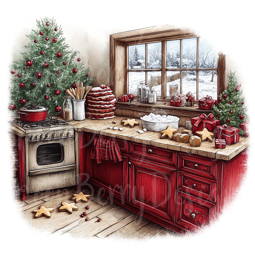 Christmas Kitchen Clipart, Set of 31 PNG Bundle, 300 DPI Clip Art ...