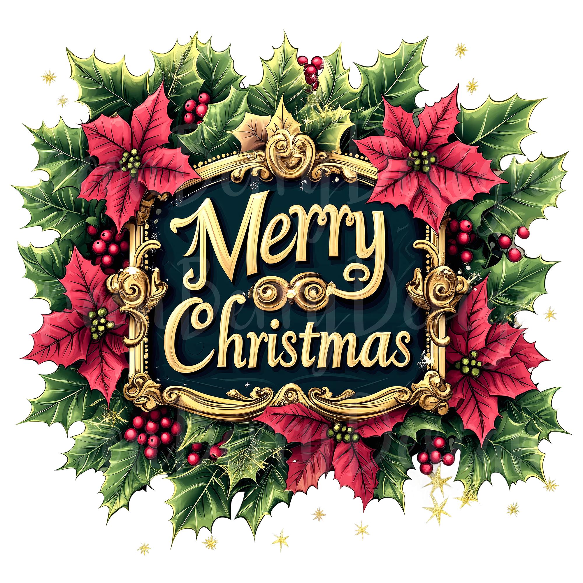 Merry Christmas Clipart, Set of 12 PNG Bundle, 300 DPI Clip Art, Winter ...