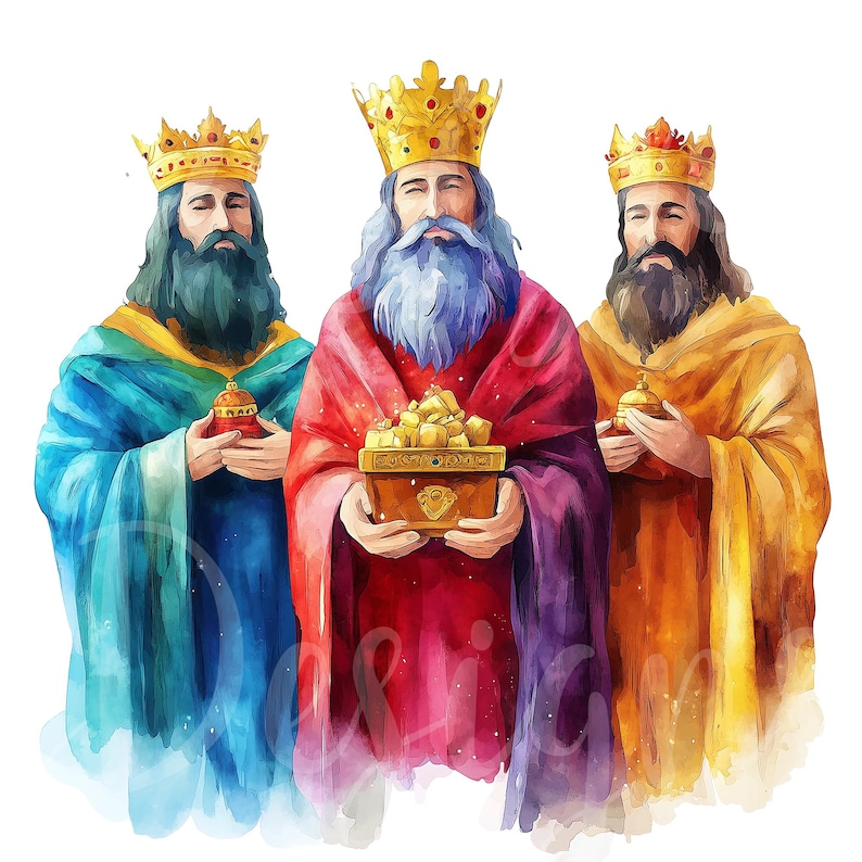 Three Wise Men Clipart, 14 PNG Clip Art Watercolor Bundle, Christmas ...