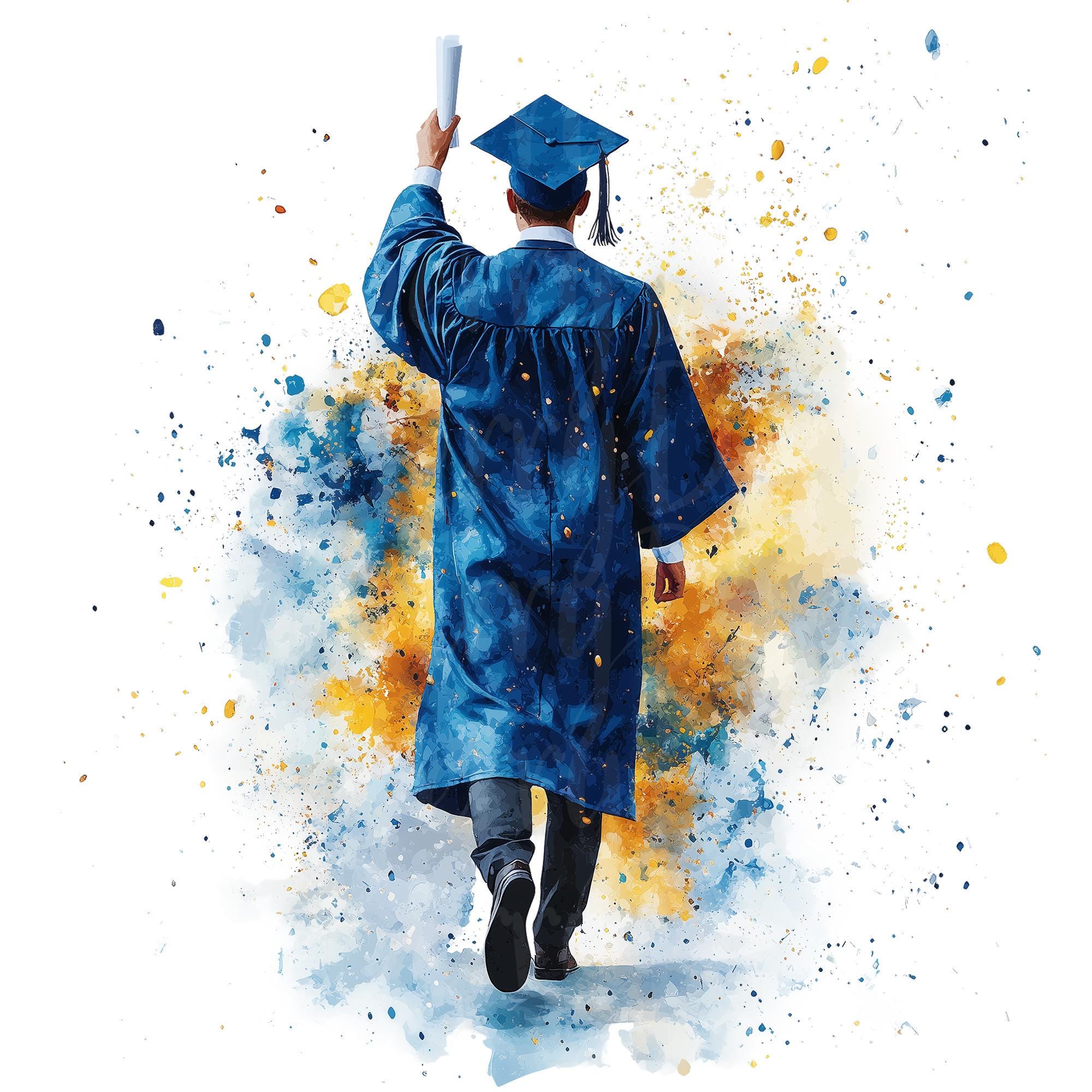 Graduation Clipart, Set of 11 PNG Bundle, 300 DPI Watercolor Clip Art ...