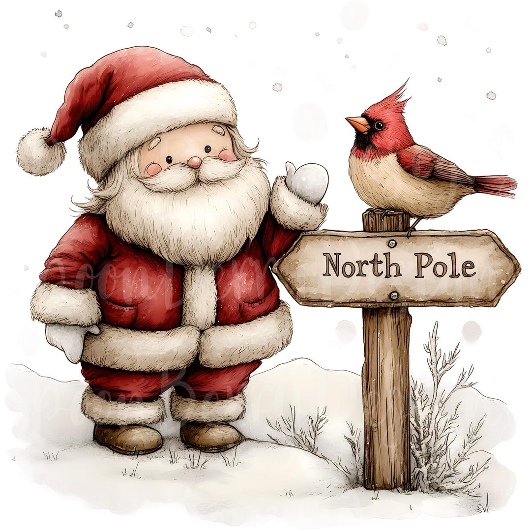 Santa Cardinal Clipart, Set of 30 PNG Bundle, 300 DPI Clip Art ...