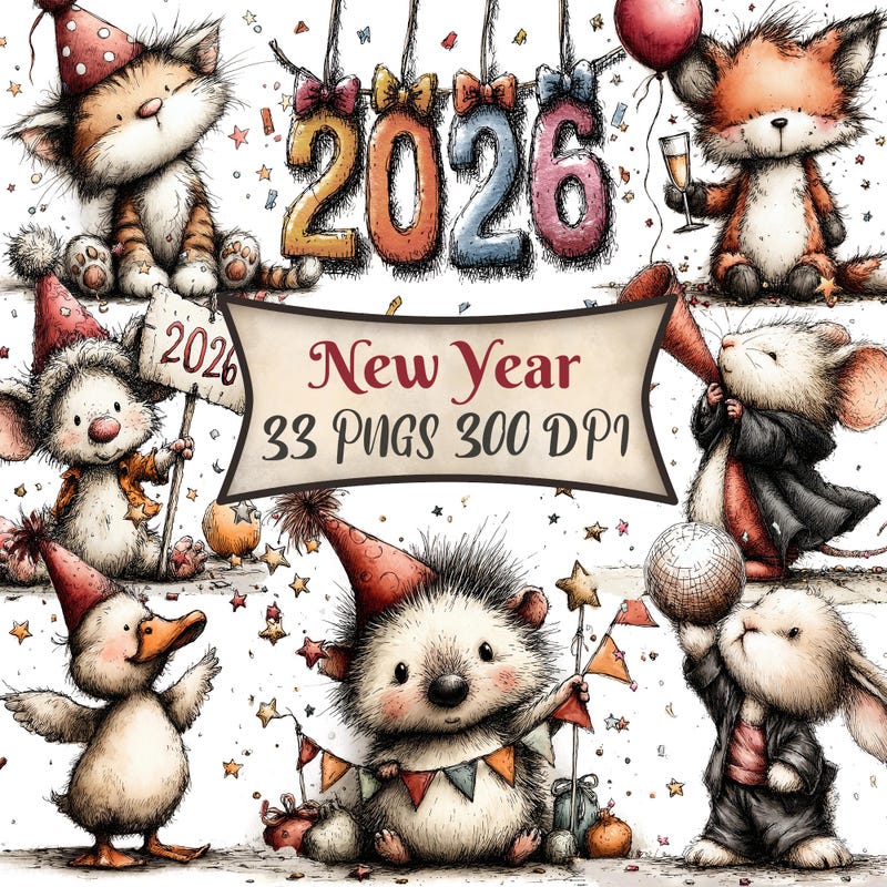 New Years Day Card Set - Etsy UK