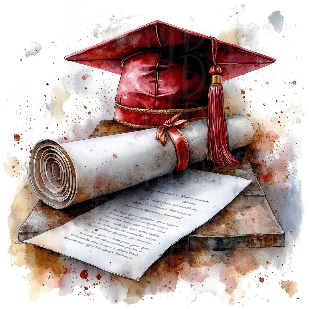 Graduation Clipart, Set of 11 PNG Bundle, 300 DPI Watercolor Clip Art ...