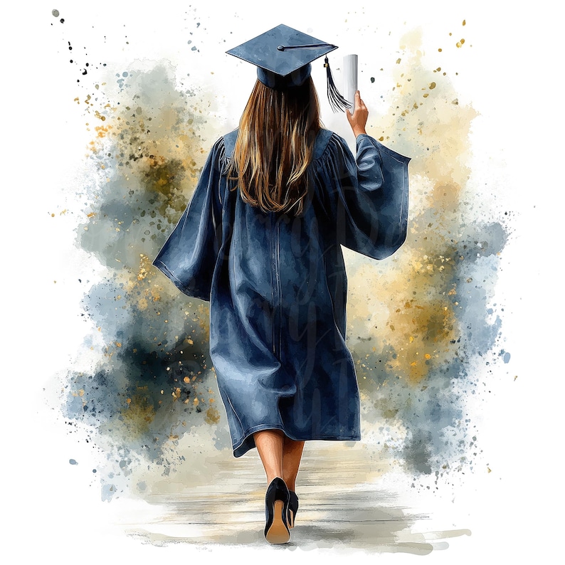 Graduation Clipart, Set of 10 PNG Bundle, 300 DPI Watercolor Clip Art ...