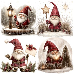 Christmas Gnome Clipart, Set of 40 PNG Bundle, 300 DPI Clip Art ...