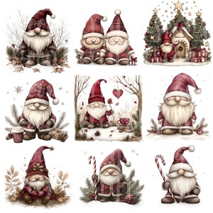 Christmas Gnome Clipart, Set of 40 PNG Bundle, 300 DPI Clip Art ...