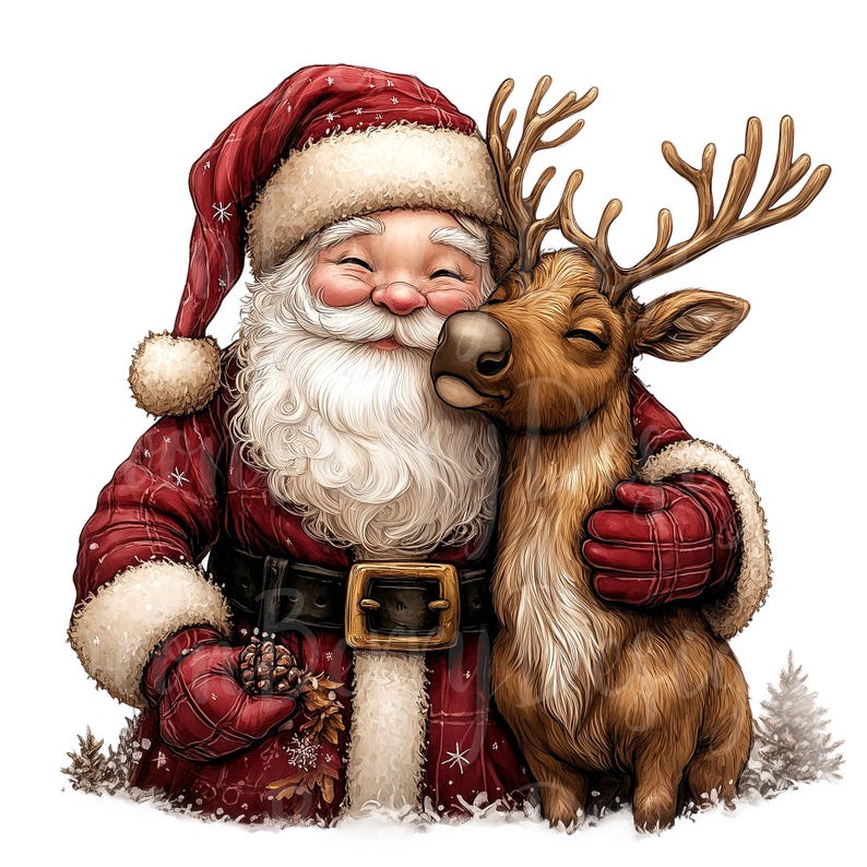 Santa Reindeer Clipart, Set of 11 PNG Bundle, 300 DPI Clip Art ...