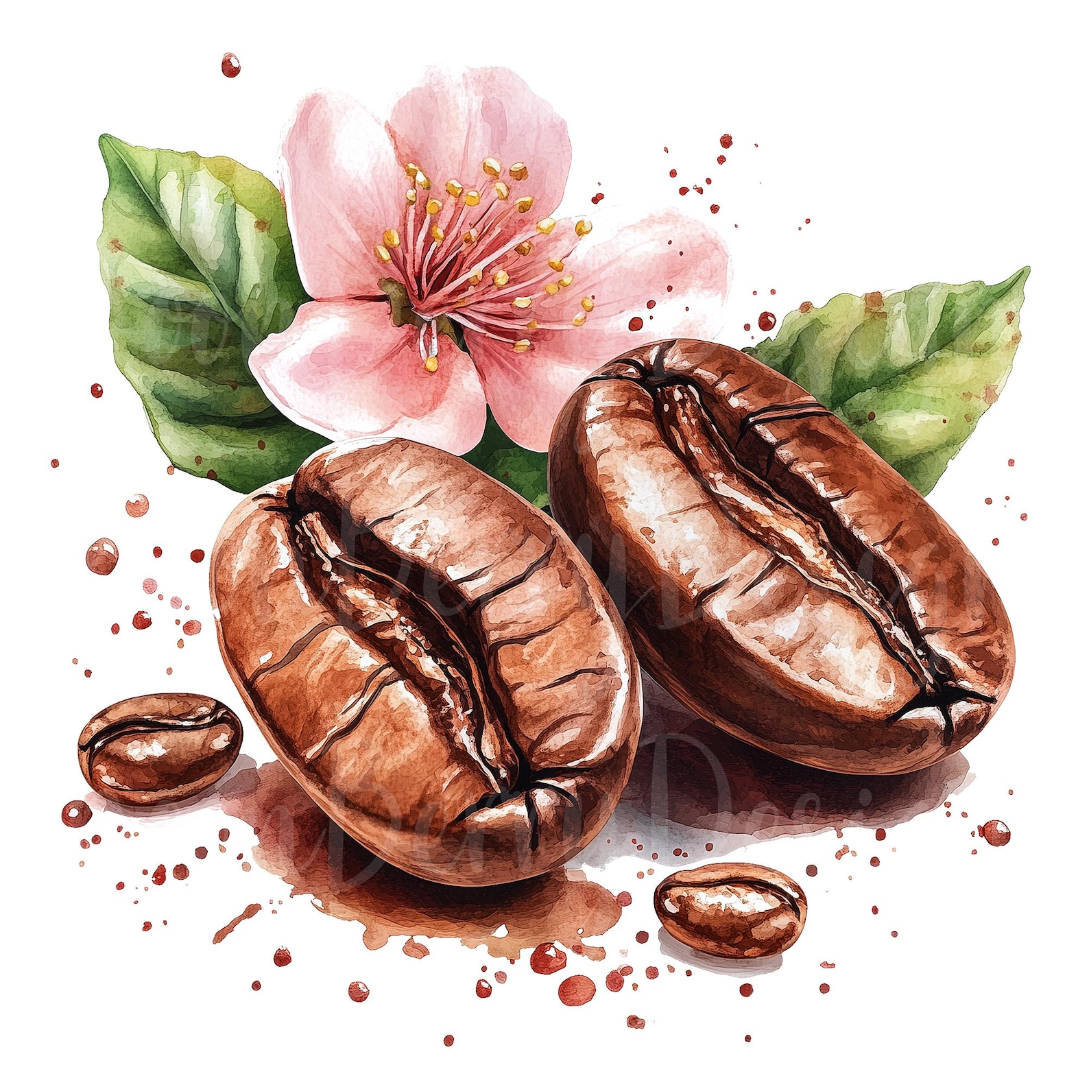 Coffee Bean Flowers Clipart, Set of 11 PNG Bundle, 300 DPI Clip Art ...