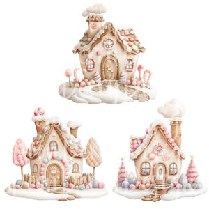 Gingerbread House Clipart, Set of 48 PNG Bundle, 300 DPI Clip Art ...