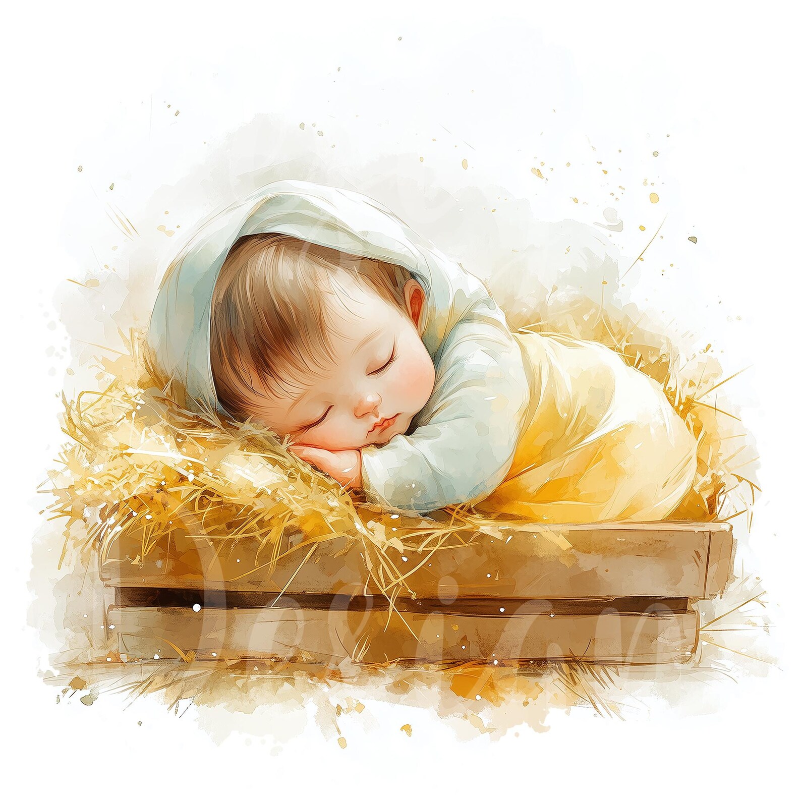 Baby Jesus Manger Clipart, Set of 12 PNG Bundle 300 DPI Clip Art ...