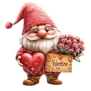 Valentines Day Gnome Clipart, Set of 13 PNG Bundle, 300 DPI Clip Art ...
