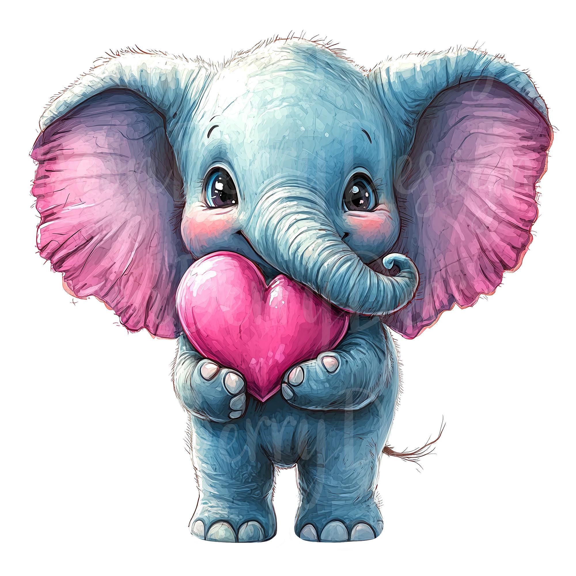 Valentines Elephant Clipart, Set of 12 PNG Bundle, 300 DPI Clip Art ...