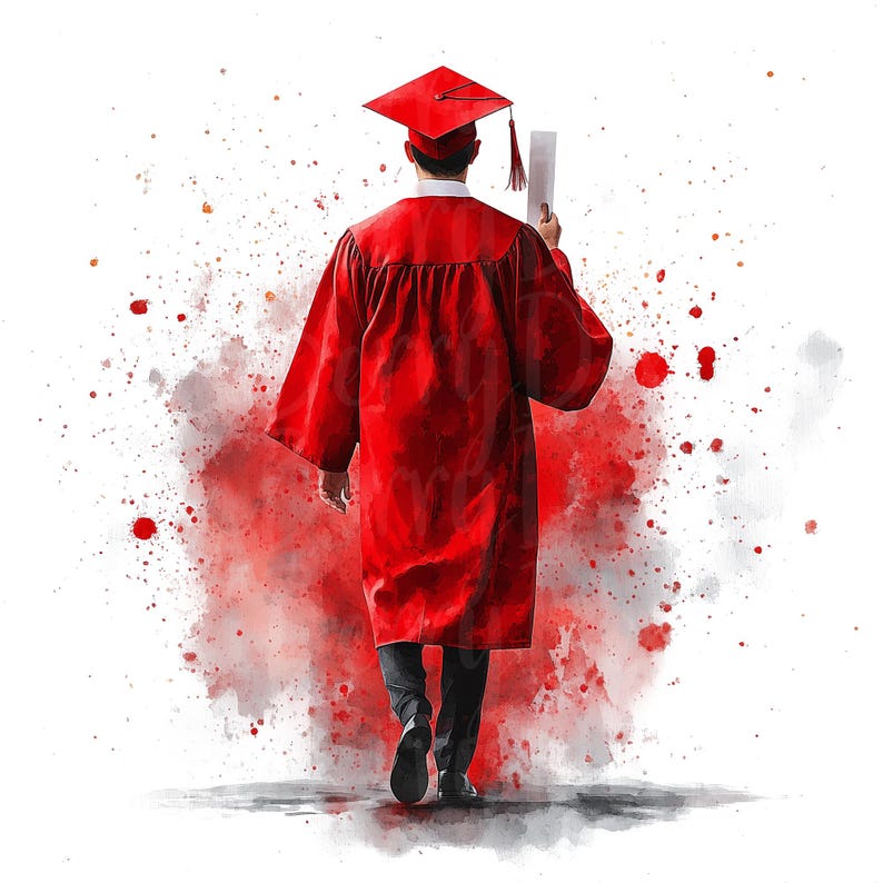 Graduation Clipart, Set of 11 PNG Bundle, 300 DPI Watercolor Clip Art ...