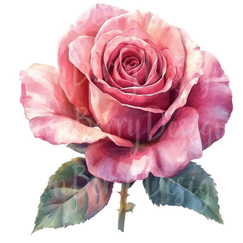 Pink Rose Clip Art, Set of 14 PNG Bundle, 300 DPI Clipart, Wedding ...