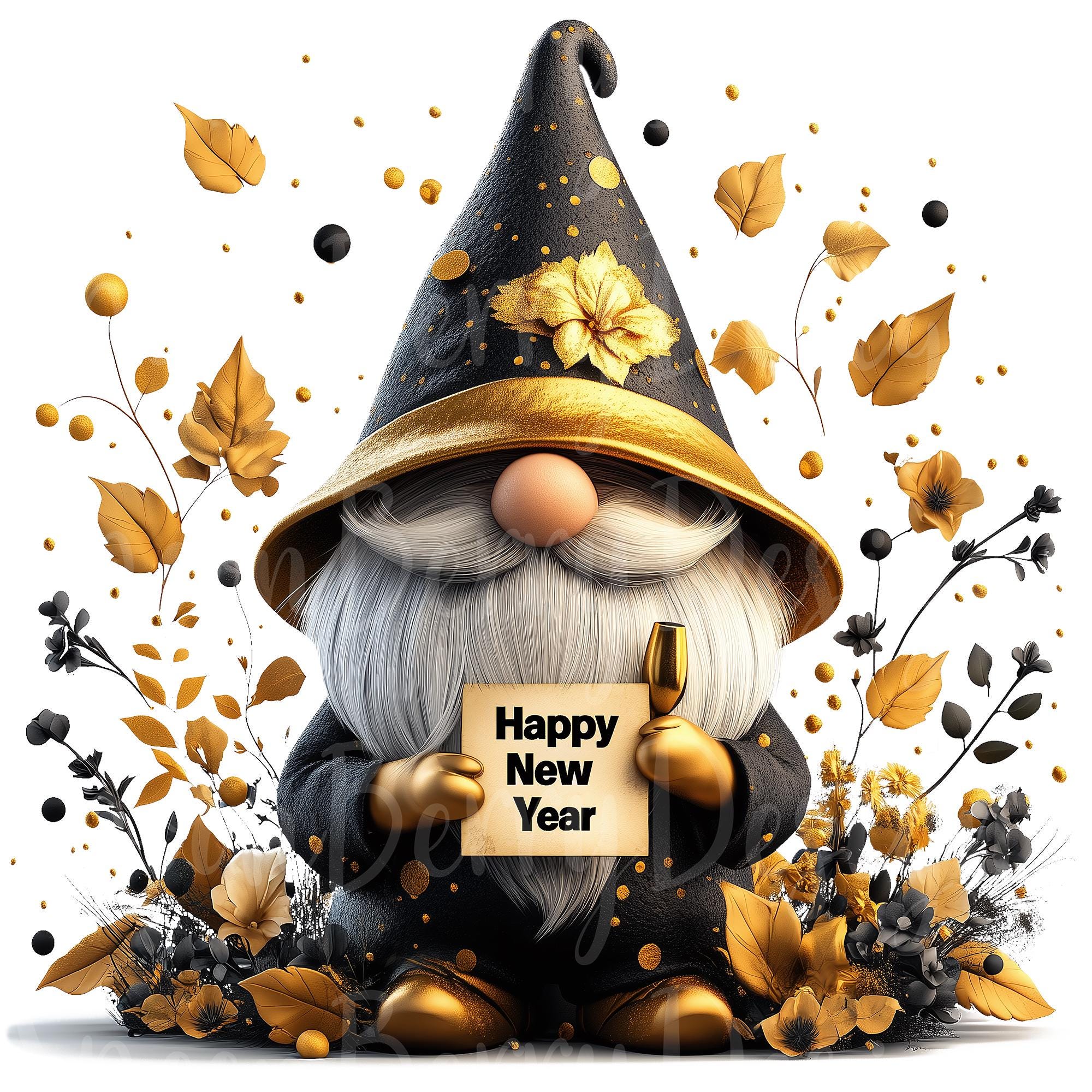 New Years Gnome Clipart, Set of 24 PNG Bundle, 300 DPI Clip Art ...