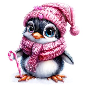 Pink Penguin Clipart, Set of 10 PNG Bundle, 300 DPI Clip Art, Kids ...