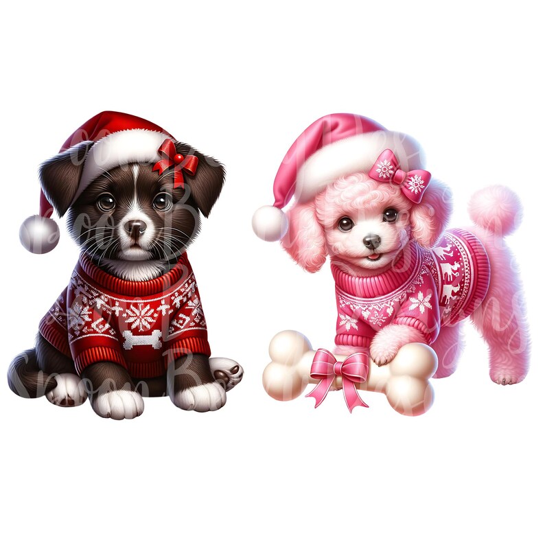 Christmas Puppies Clipart, Set of 10 PNG Bundle, 300 DPI Clip Art ...