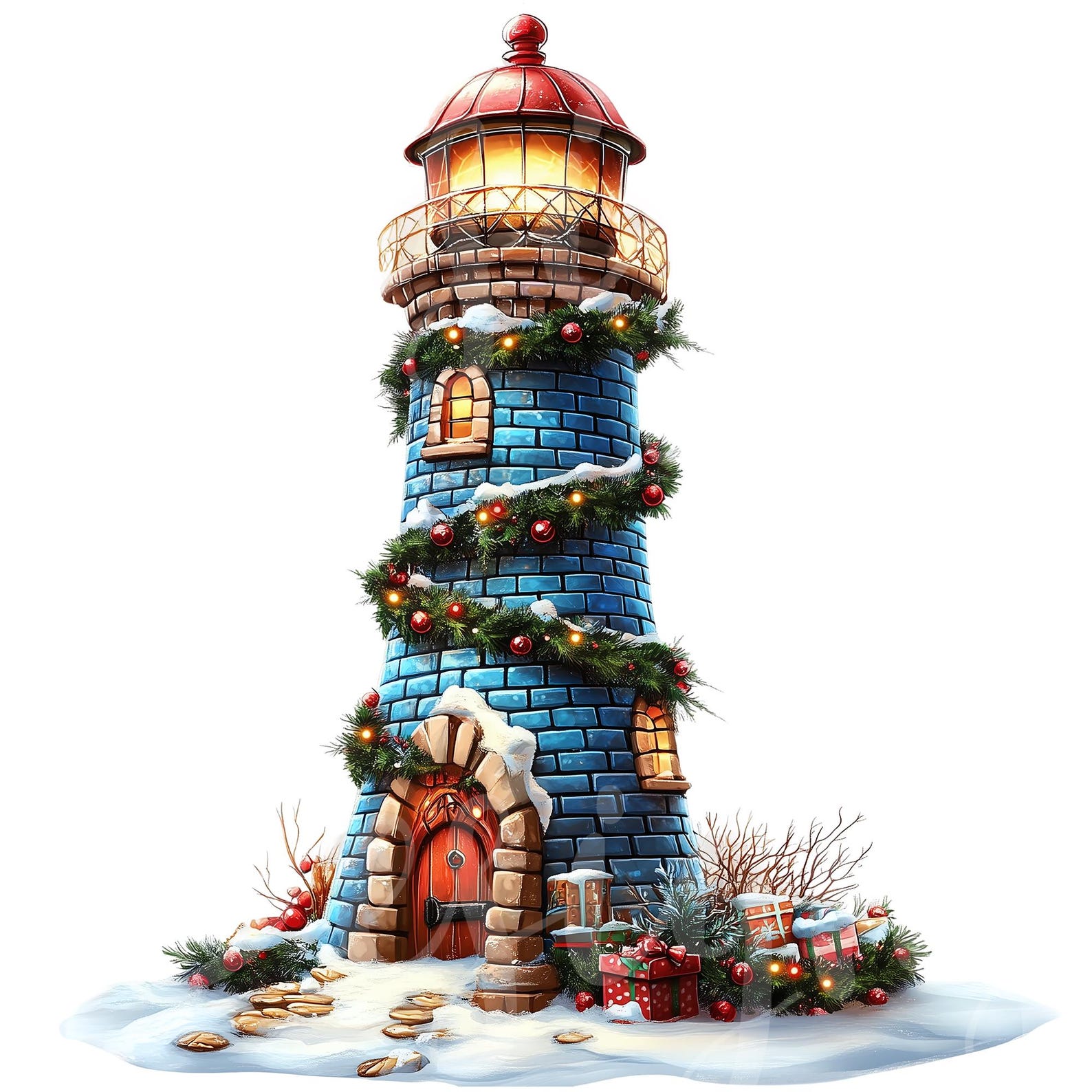 Christmas Lighthouse Clipart, Set of 12 PNG Bundle, 300 DPI Clip Art ...