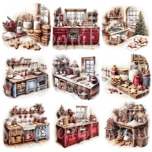 Christmas Kitchen Clipart, Set of 31 PNG Bundle, 300 DPI Clip Art ...