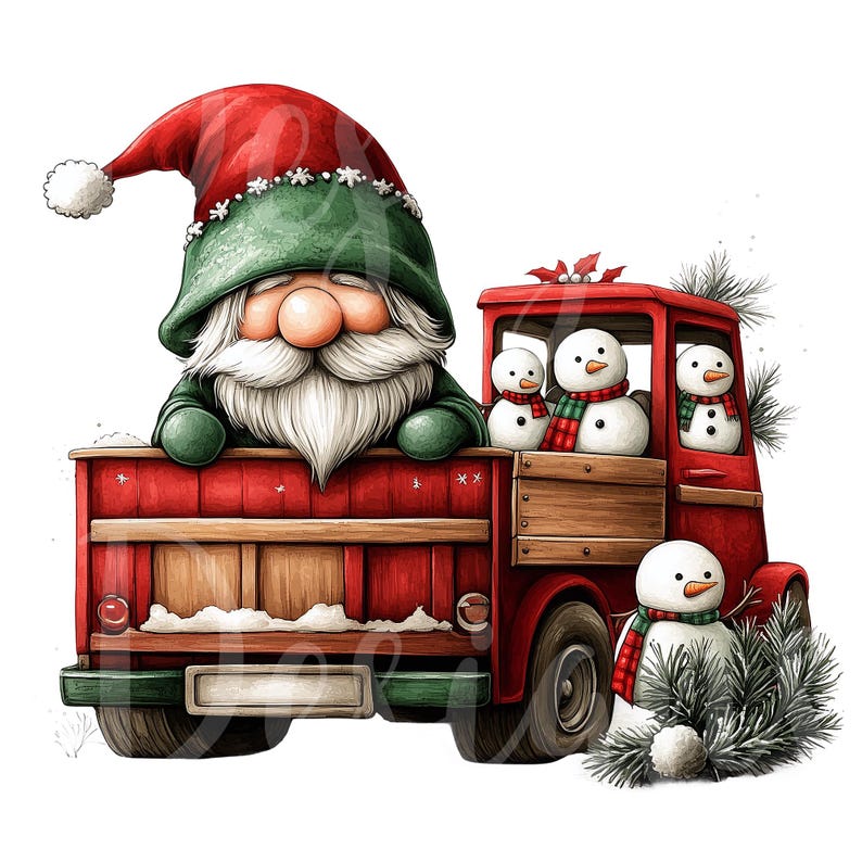 Gnome in Truck Clipart, Set of 11 PNG Bundle, 300 DPI Clip Art, Old ...