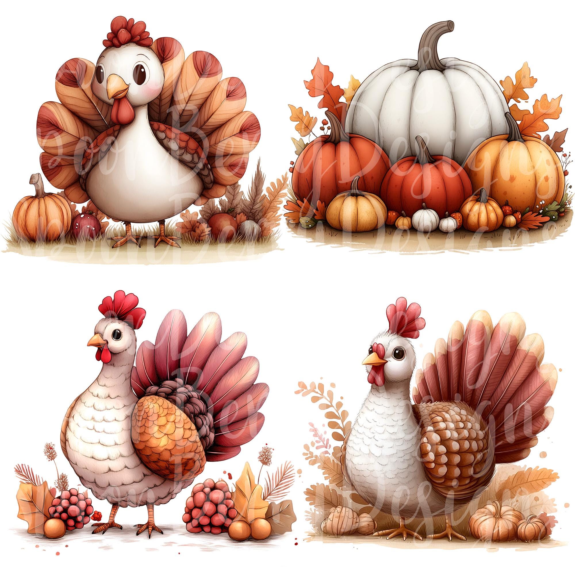 Thanksgiving Clipart, Set of 40 PNG Bundle, 300 DPI Clip Art ...
