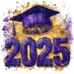 Graduation 25 Clipart, Set of 16 PNG Bundle, 300 DPI Watercolor Clip ...