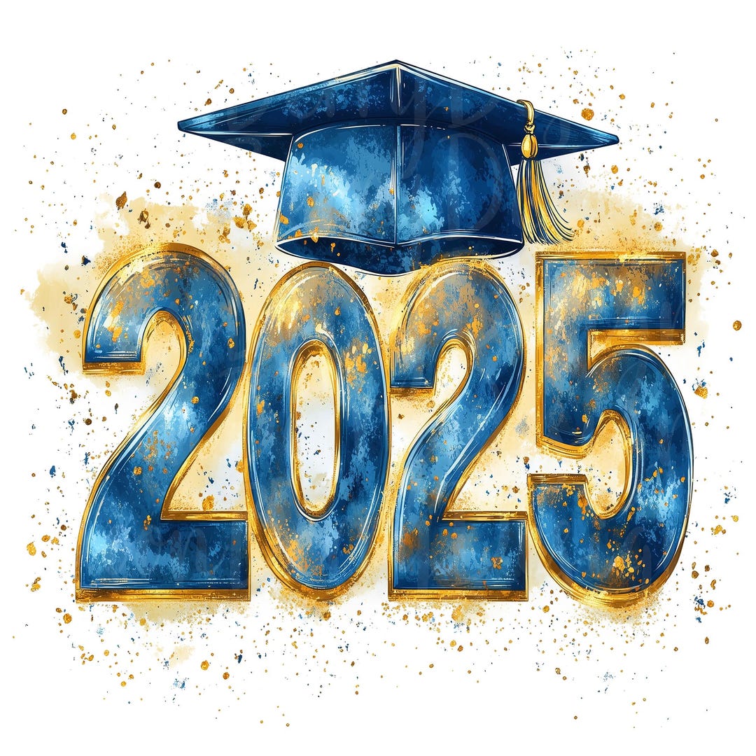 Graduation 2025 Clipart, Set of 12 PNG Bundle, 300 DPI Watercolor Clip ...