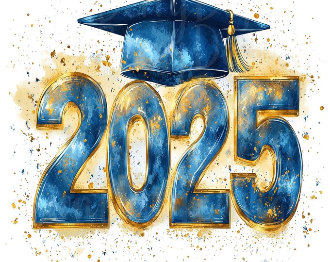 Graduation 2025 Clipart, Set of 15 PNG Bundle, 300 DPI Watercolor Clip ...