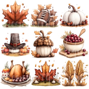 Thanksgiving Clipart, Set of 40 PNG Bundle, 300 DPI Clip Art ...