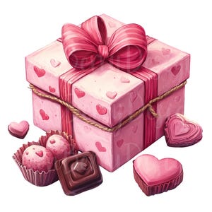 Valentines Gift Box Clipart, Set of 12 PNG Bundle, Watercolor Clip Art ...