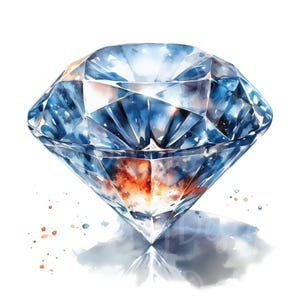 Diamond Clipart, Set of 13 PNG Watercolor Clip Art Bundle, Valentines ...