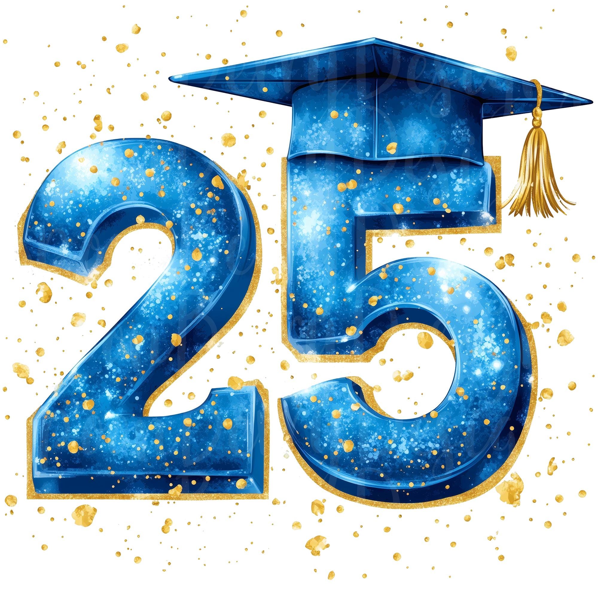 Graduation Class of 25 Clipart, Set of 13 PNG Bundle, 300 DPI ...