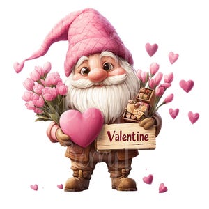 Valentines Day Gnome Clipart, Set of 13 PNG Bundle, 300 DPI Clip Art ...