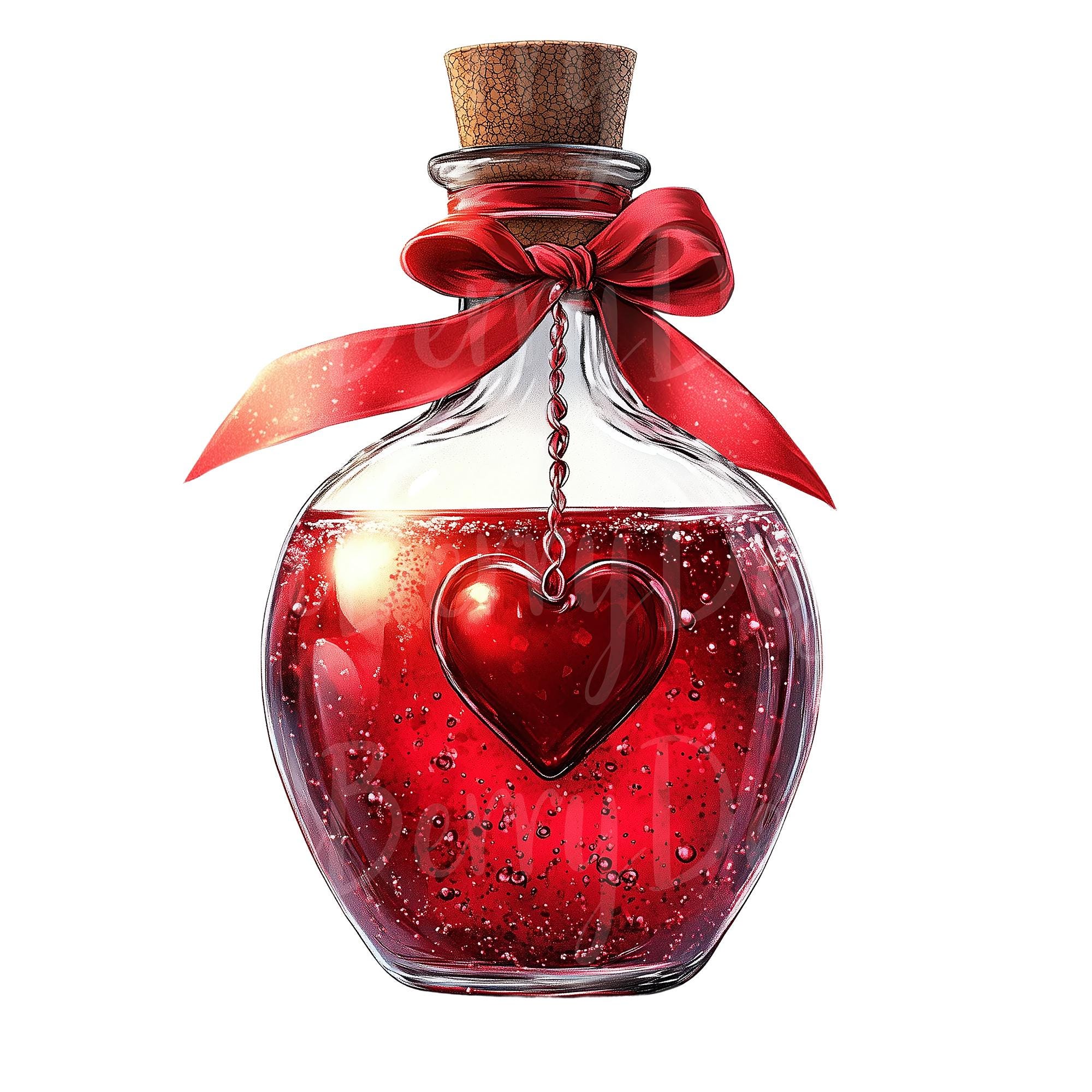 Love Potion Bottle Clipart, Set of 16 PNG Bundle, Watercolor Clip Art ...