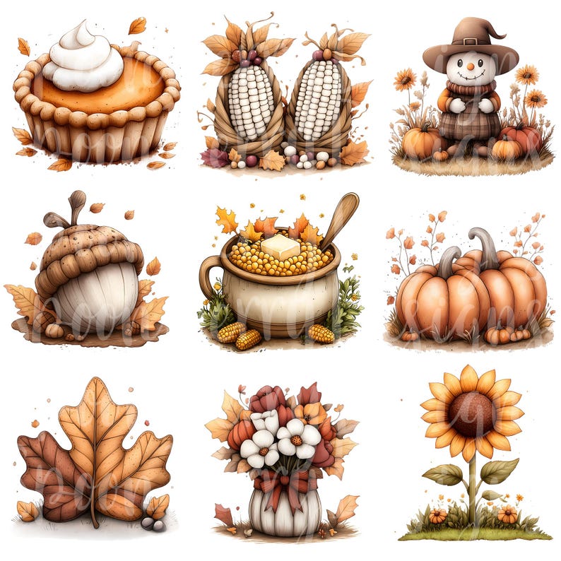 Thanksgiving Clipart, Set of 40 PNG Bundle, 300 DPI Clip Art ...