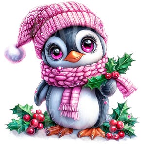 Pink Penguin Clipart, Set of 10 PNG Bundle, 300 DPI Clip Art, Kids ...