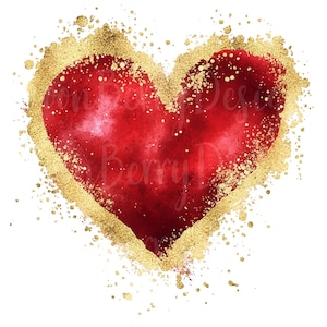 Watercolor Heart Clipart, Set of 10 PNG Bundle, 300 DPI Clip Art ...