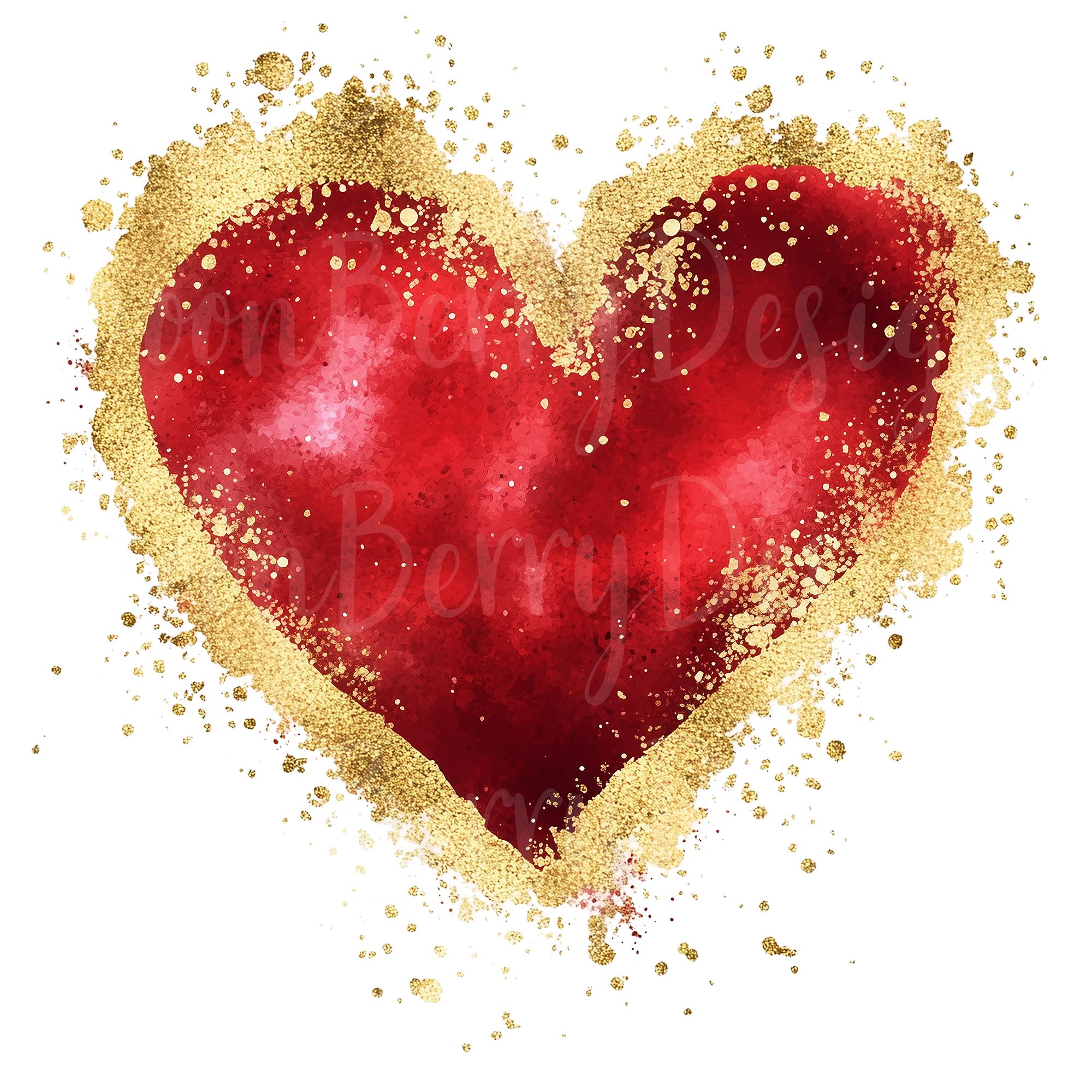 Watercolor Heart Clipart, Set of 10 PNG Bundle, 300 DPI Clip Art ...