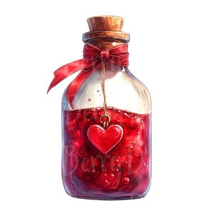 Love Potion Bottle Clipart, Set of 16 PNG Bundle, Watercolor Clip Art ...